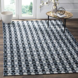 safavieh montauk collection accent rug - 3' x 5', ivory blue & black, handmade flat weave cotton, ideal for high traffic areas in entryway, living room, bedroom (mtk123a)