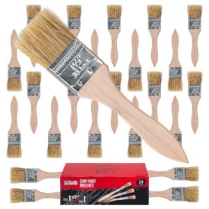 u.s. art supply 24 pack of 1-1/2 inch paint and chip paint brushes for paint, stains, varnishes, glues, and gesso