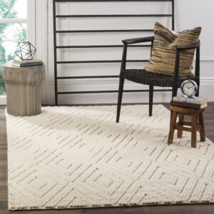 safavieh natura collection area rug - 5' x 8', ivory, handmade wool, ideal for high traffic areas in living room, bedroom (nat623a)