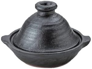 set of 10, tajin pot, shabu-shabu, black glazed tagine pot, no. 5, 6.9 x 6.1 x 4.7 inches (17.5 x 15.5 x 12 cm), body 1.8 inches (4.5 cm), direct fire, restaurant, ryokan, japanese tableware, restaurant, commercial use, tableware