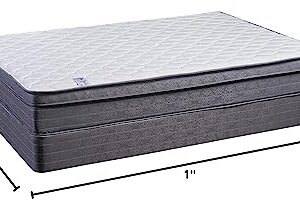 Spring Coil 10-Inch Plush Foam Encased Hybrid Eurotop Innerspring Mattress and 4" Wood Low Profile Boxspring/Foundation Set, Full xL