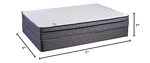 Spring Coil 10-Inch Plush Foam Encased Hybrid Eurotop Innerspring Mattress and 4" Wood Low Profile Boxspring/Foundation Set, Full xL