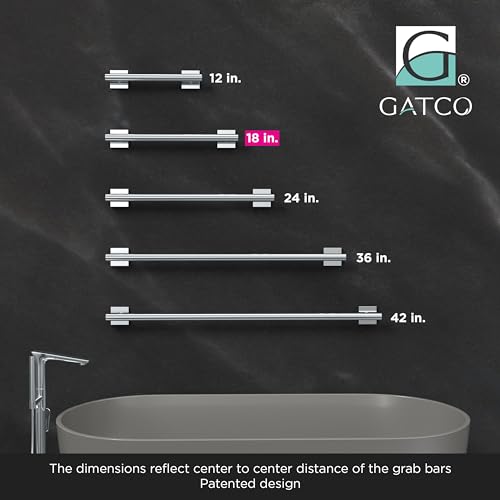 Gatco 942 Elevate 18" L Grab Bar, Chrome/Stainless Steel ADA Compliant Safety Grab Bar