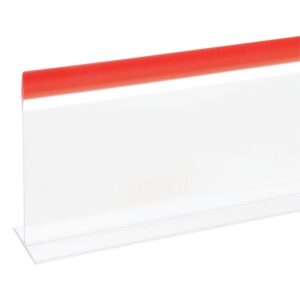 meat case divider shelf divider clear with red trim t shape - 30"l x 5"h