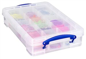 really useful plastic storage box 4 litre clear with 2 x hobby trays