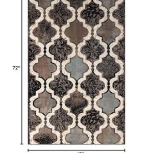 Superior Indoor Small Area Rug, Jute Backed, Perfect for Living/Dining Room, Bedroom, Office, Kitchen, Entryway, Modern Geometric Trellis Floor Decor, Viking Collection, 4' x 6', Chocolate