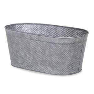 the lucky clover trading oblong hammered metal container-10in container, silver