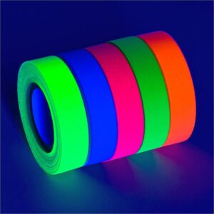 glow king blacklight reactive glow tape | premium uv fluorescent neon party gift for events | multipurpose luminous colored tape for room decoration | glow in the dark cloth tape – 0.5 in x 60 ft