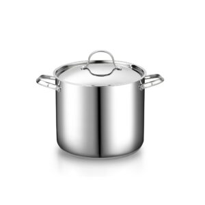 cooks standard 18/10 stainless steel stockpot 12-quart, classic deep cooking pot canning cookware with stainless steel lid, silver