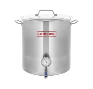 concord stainless steel home brew kettle stock pot (weldless fittings) (40 qt/ 10 gal)