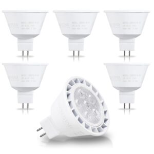 torchstar mr16 led bulb dimmable, aluminum, 12v 7w, gu5.3 bi-pin base mr16 led spotlight, ul & es listed, led mr16 light bulbs for recessed track lighting, 3000k warm white, pack of 6