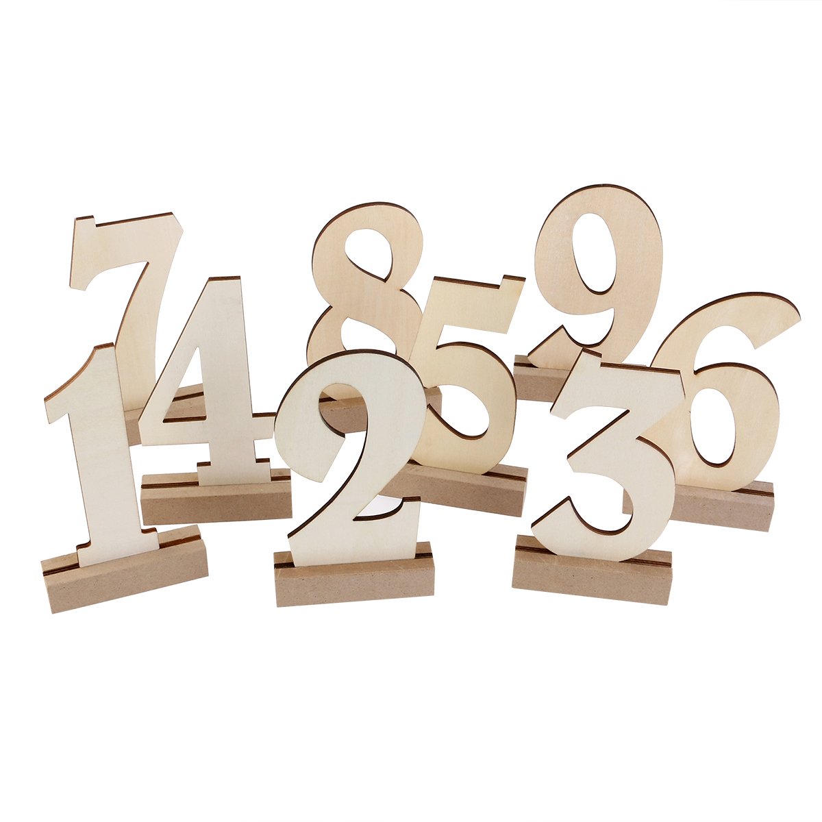 ROSENICE 20pcs 1-20 Wooden Wedding Table Number Holders