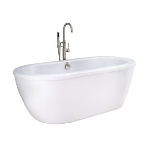 american standard 2764014m203.011 cadet 66 in. acrylic freestanding soaker bathtub with tub filler, hand shower and drain, arctic white