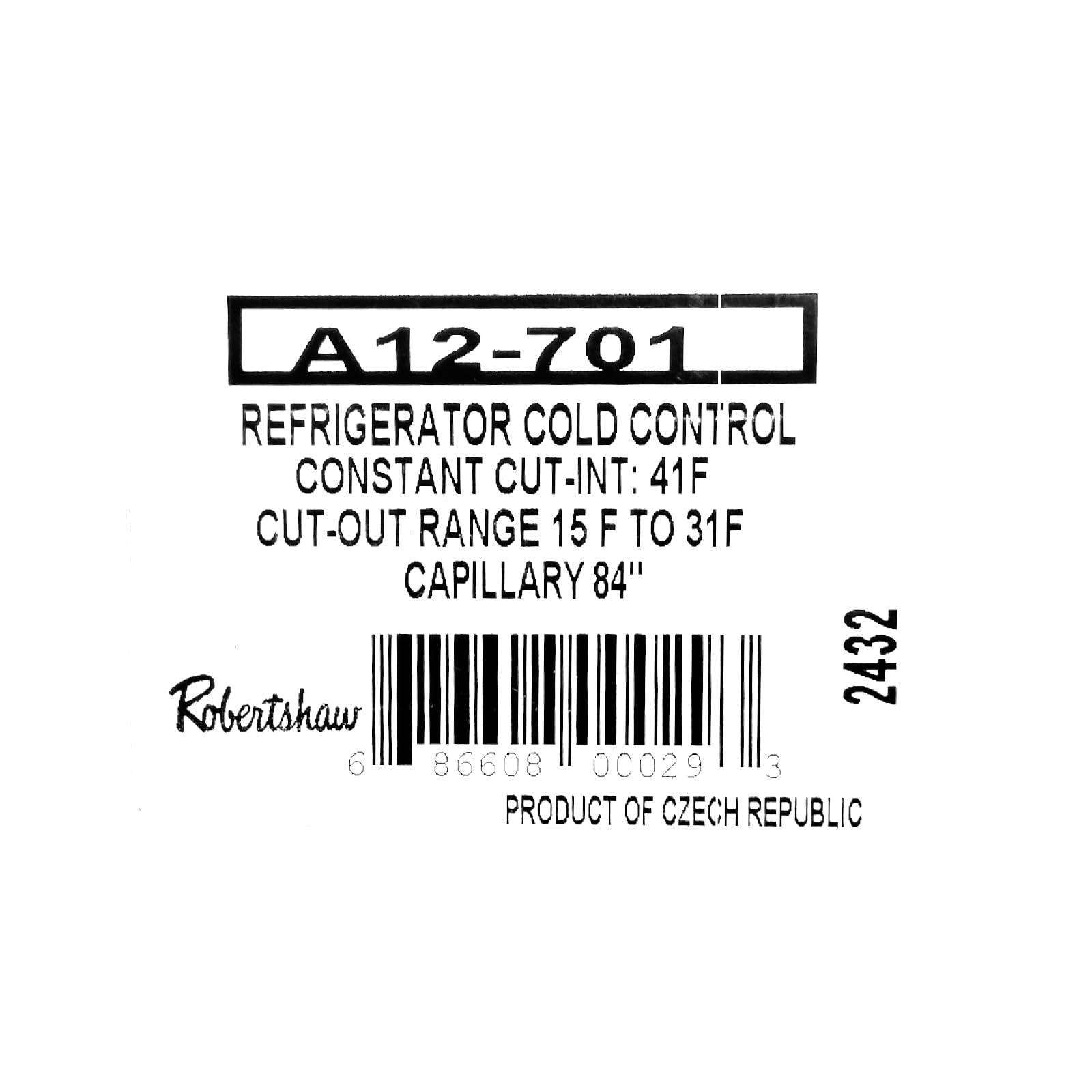 A12-701 Ranco Commecial Temperature Cold Control for Refrigerator Bay Maries