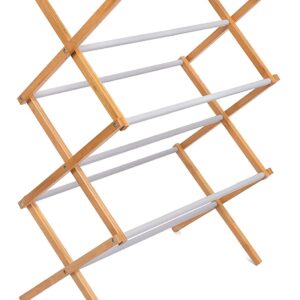 BIRDROCK HOME Wooden Clothes Drying Rack | 3-Tier Foldable Bamboo Laundry Stand | Water-Resistant, Fully Assembled, Collapsible Indoor/Outdoor Dryer for Hanging Clothes | Grey