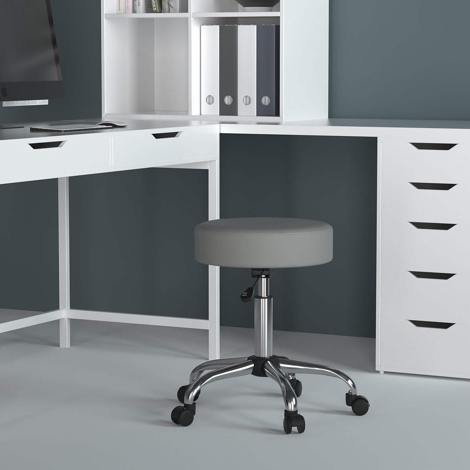 Boss Office Products Adjustable Upholstered Medical Stool in Grey