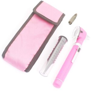 odontomed2011 'mini fiber optic otoscope light pink (pocket size) ent diagnostic set + 1 extra free bulb quality instruments