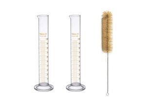 ronyes lifescience 100 ml glass graduated cylinder measuring single metric scale 2 pcs with brush (pack of 2) …