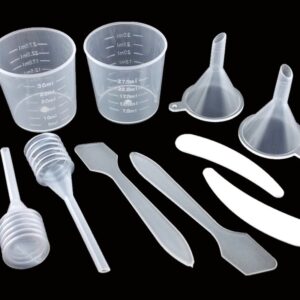 yueton 2 Sets of 5 Different Refillable Tools, Funnel/Measuring cup/Transfer Pipettes/Mask Spatula/Cosmetic Scoop