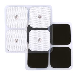 lotfancy tens unit replacement pads, 40 pcs 2x2 snap electrodes pads, reusable tens pads for ems muscle stimulator, using 3.5mm snap connector