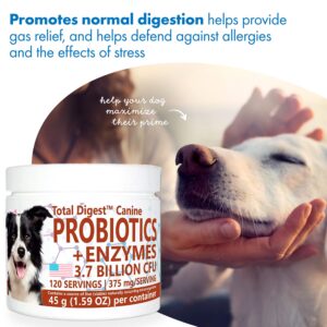 Total Digest™ Canine Probiotics and Enzymes for Dogs, All-Natural Digestive System Dietary Supplement Formula for Dogs (120 Days)