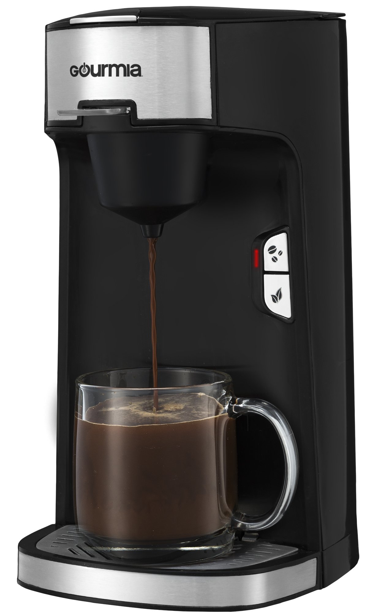 Gourmia GCM3600 3 in 1 Coffee & Tea Maker -K-Cup Pod, Loose Leaf Tea & Ground Coffee Compatible -Single Serve Machine -Automatic -Removable Filters & Adapters -16 oz Water Reservoir -1300W -Black