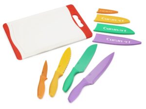 cuisinart c55cb-9pr advantage color collection 9-piec cutlery set and cutting board, multicolor