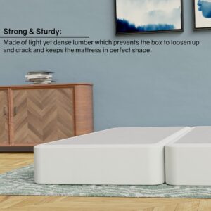 Spring Coil Coil, 8-Inch Sturdy Split Box Spring for Mattress Support-Durable and Fully Assembled, Natural Wood Foundation for King, White