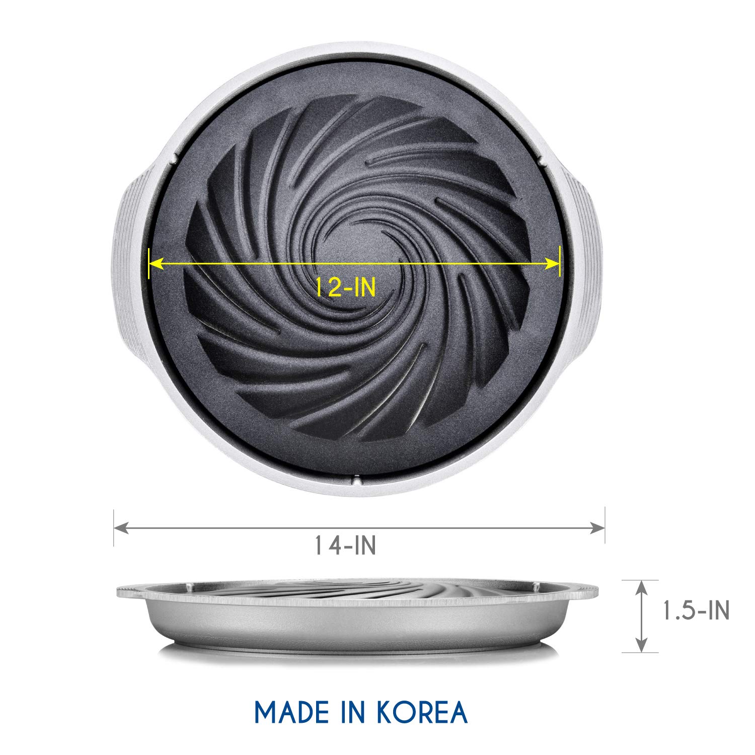 TECHEF - TRUE GRILL PAN - Stovetop Nonstick Indoor/Outdoor Smokeless BBQ Grill Set, including a Grill Plate and Alumium Drip Tray (Dome)