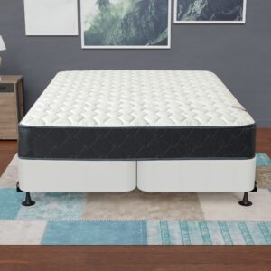 Spring Coil Gentle Firm Tight top Innerspring 4" Metal Low Profile Box Spring/Foundation for Mattress Set, Queen, Beige