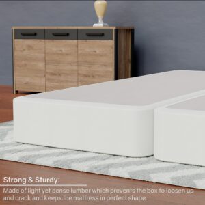 Spring Coil Gentle Firm Tight top Innerspring 4" Metal Low Profile Box Spring/Foundation for Mattress Set, Queen, Beige