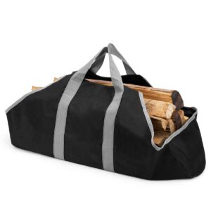 stanbroil canvas firewood carrier bag, durable firepalce log tote with handles for wood fire stove, outdoor camping