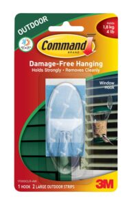 command outdoor large window hook, clear, 2-pack