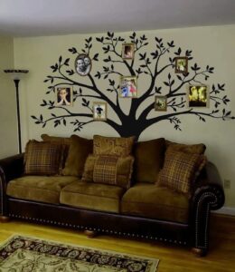 mafent giant family photo tree wall decal mural art vinyl wall stickers living room baby room decor (black)