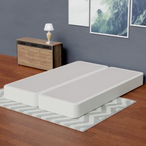 spring coil gentle firm tight top innerspring 4" metal low profile box spring/foundation for mattress set, queen, beige