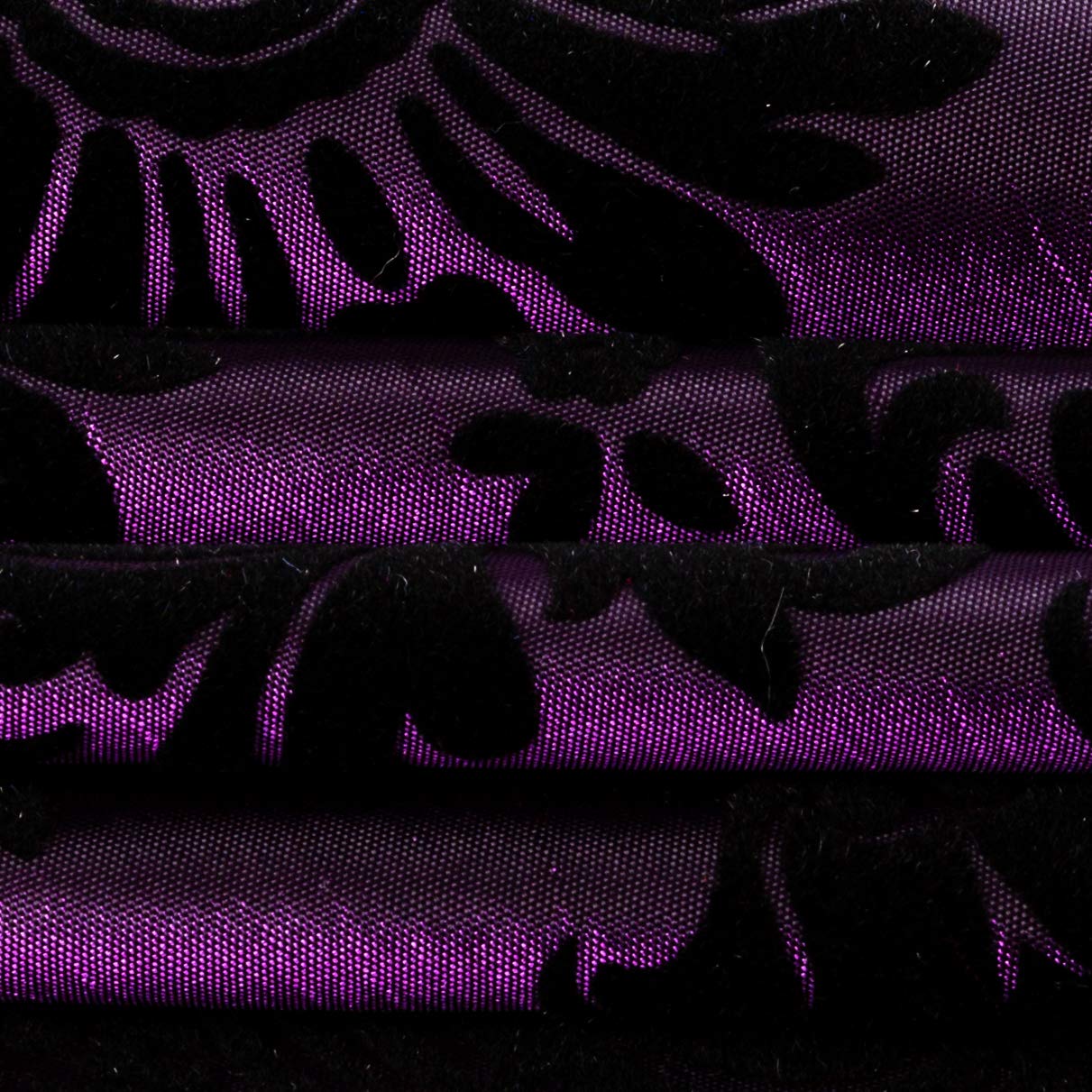 Flocked Damask Taffetta Light Plum/Black, Fabric by the Yard