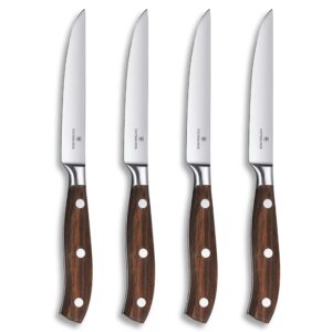 victorinox 7.7240.4 grand maître steak knife set ideal for slicing a wide variety of steak cuts straight blade in rosewood, set of 4