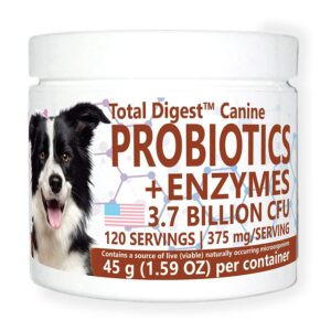 total digest™ canine probiotics and enzymes for dogs, all-natural digestive system dietary supplement formula for dogs (120 days)