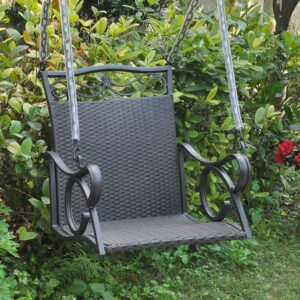 international caravan resin wicker/steel hanging chair swing