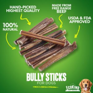 EcoKind Pet Treats All-Natural Premium 6 Inch Bully Sticks for Dogs | 16 Oz. Bag | Delicious Protein Rich Dog Chews