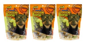 fido naturals doozie bones dental care treat for dogs, peanut flavored, made with sunflower, chia, & flax seeds-naturally freshens breath, reduces plaque & whitens teeth 21ct - mini treats (pack of 3)