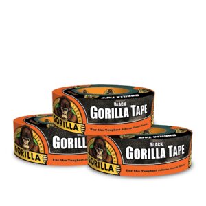 gorilla black duct tape, 1.88" x 35 yd, black, (pack of 3)