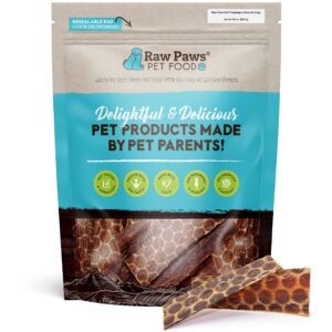 raw paws beef esophagus dog treats, 6-inch, 16-ounce - packed in usa - free range beef esophagus for dogs - beef gullet sticks for dogs - dog taffy chews - beef jerky for dogs - beef jerky dog treats