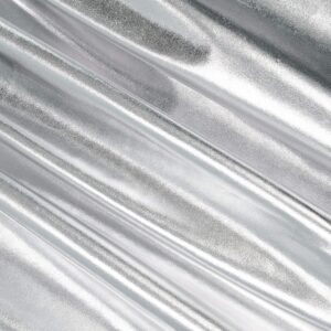 fabricla | silver polyester fabric | metallic foil lame spandex material | 4-way stretch knit fabric | 60" inches wide | polyester fabric by the yard for dancewear, costumes & decoration - 1 yard