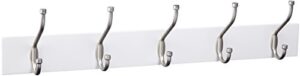 amazon basics rectangular wall-mounted farmhouse coat rack, 5 hooks, white