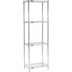 nexel 14" x 24" x 74", 4 tier adjustable wire shelving unit, nsf listed commercial storage rack, chrome finish, leveling feet