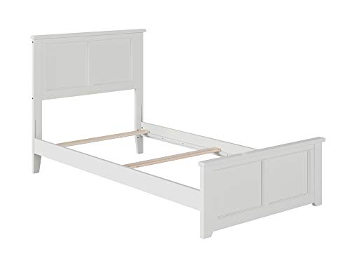 AFI Madison Twin Traditional Bed with Matching Footboard and Turbo Charger in White