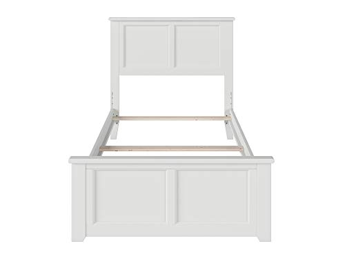 AFI Madison Twin Traditional Bed with Matching Footboard and Turbo Charger in White