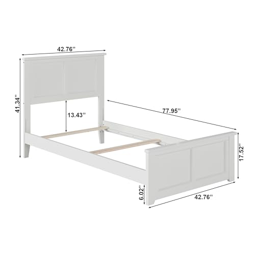 AFI Madison Twin Traditional Bed with Matching Footboard and Turbo Charger in White