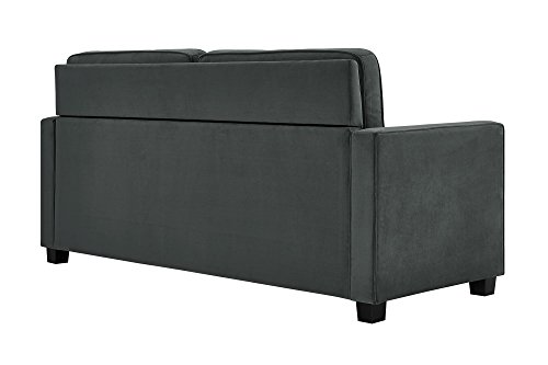 DHP Signature Sleep Casey Velvet Sofa with Memory Foam Mattress, Gray, Queen